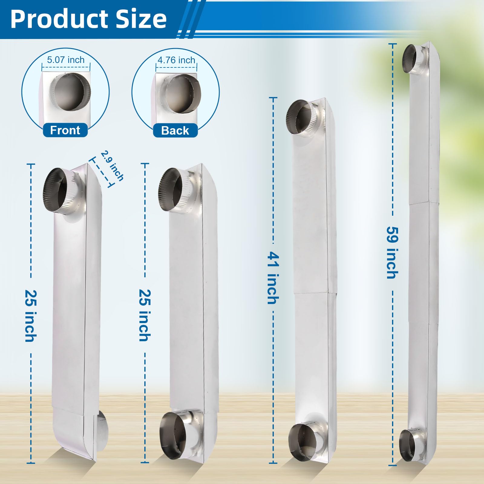 Dryer Vent 4" Telescoping With 90° Inlet - Adjustable 25-43" Stainless ...