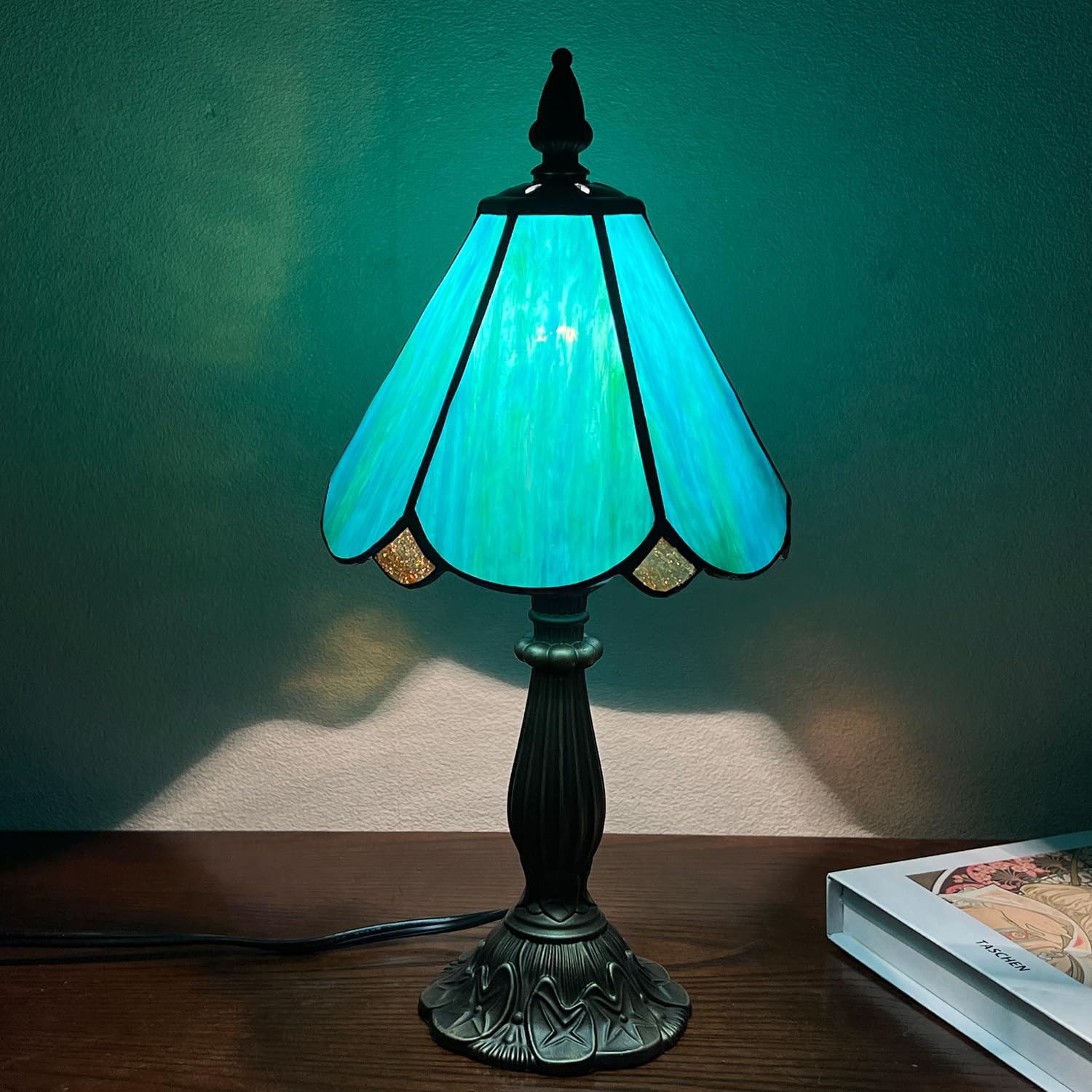 COTOSS Tiffany Table Lamp,Handcrafts Stained Glass Style Table Light ...