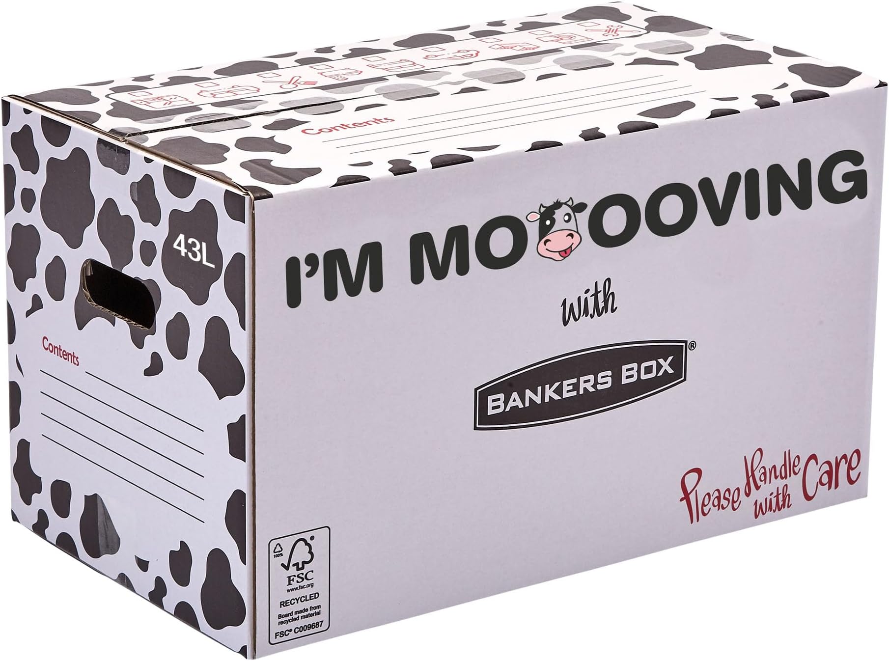 15 BANKERS BOX Strong Moving Boxes, 43L Cardboard Boxes, Packing Boxes for Moving House with ...