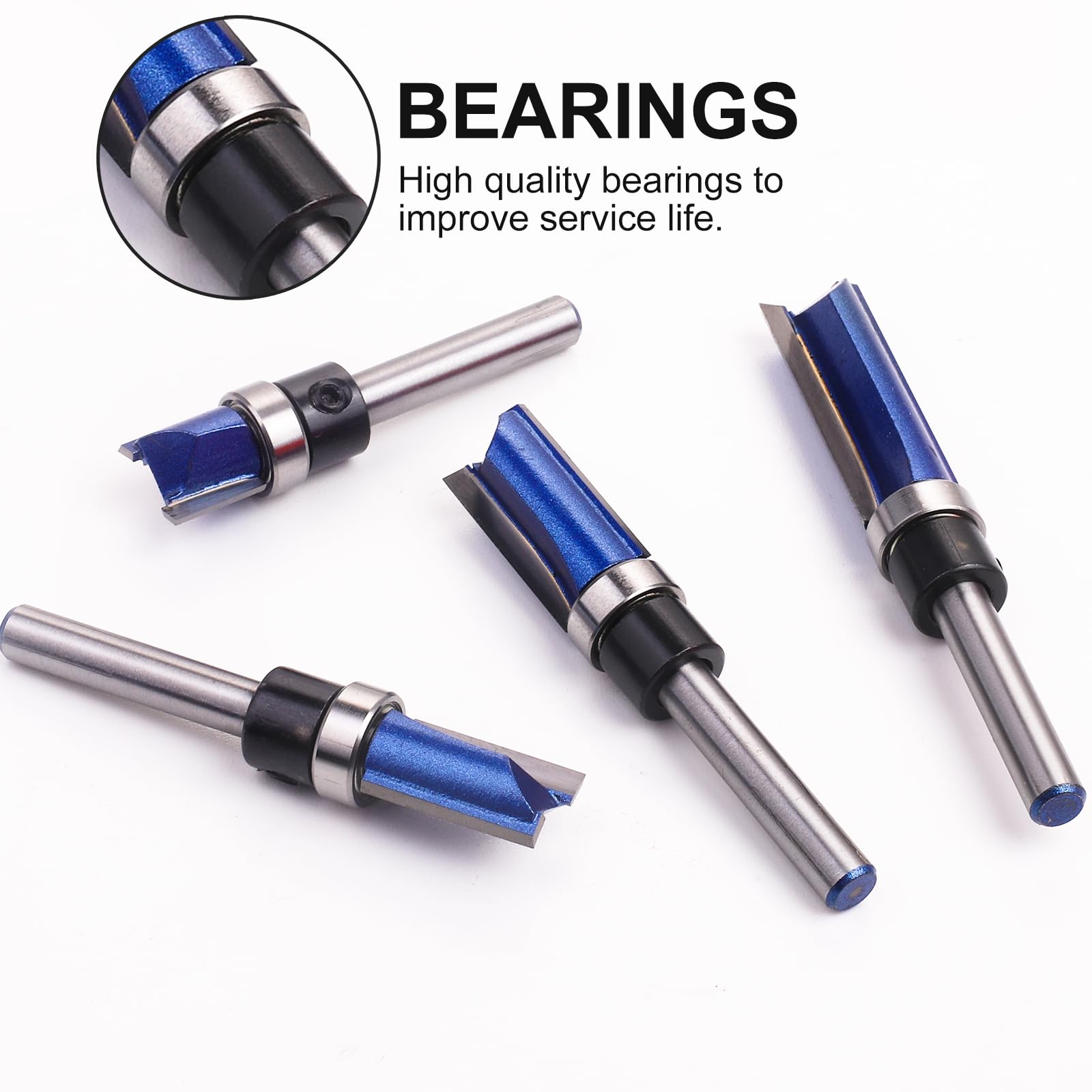 Flush Trim Router Bit Eyech 3pc Pattern Set, 1/4 Inch Shank Pattern ...