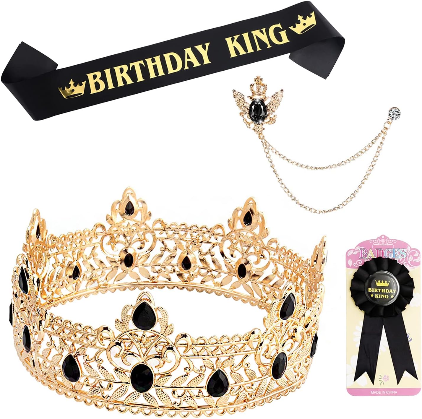Birthday King Crown Sash for Men, Birthday Man Prince Crown Sash and ...