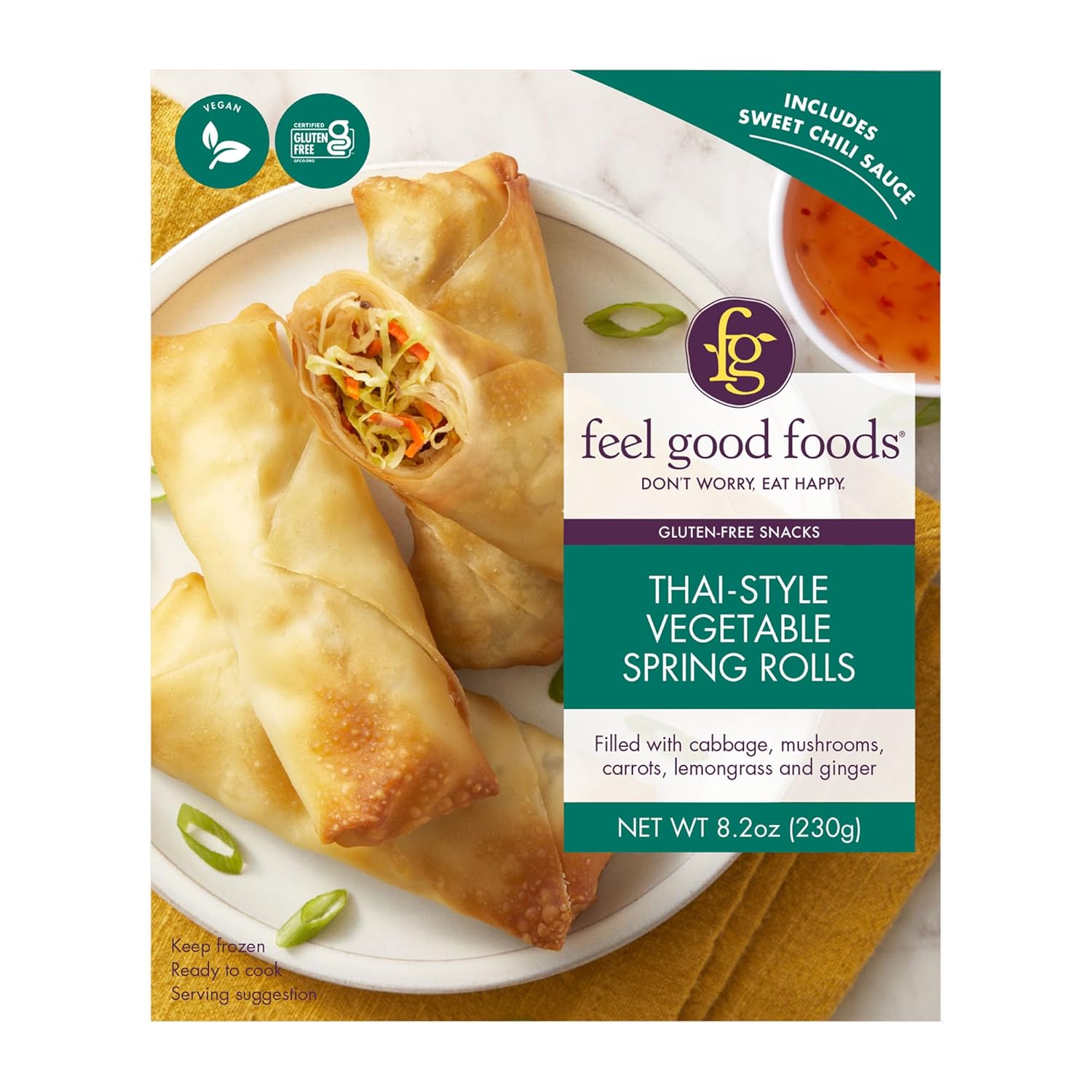 Amazon.com: Feel Good Foods Gluten-Free Thai Vegetable Spring Rolls, 8. ...