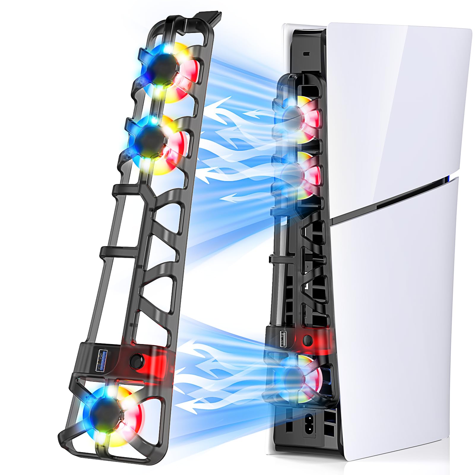 Amazon.com: RGB Light Cooling Fan for PS5 Slim, Temperature Controlled ...