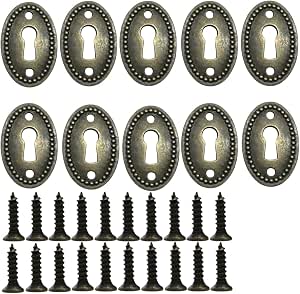UPEYXDQR Oval Stamped Antique Brass Decorative Keyhole Cover Plate ...