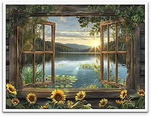 Amazon.com: Generic Window view Wall art Canvas print landscape ...