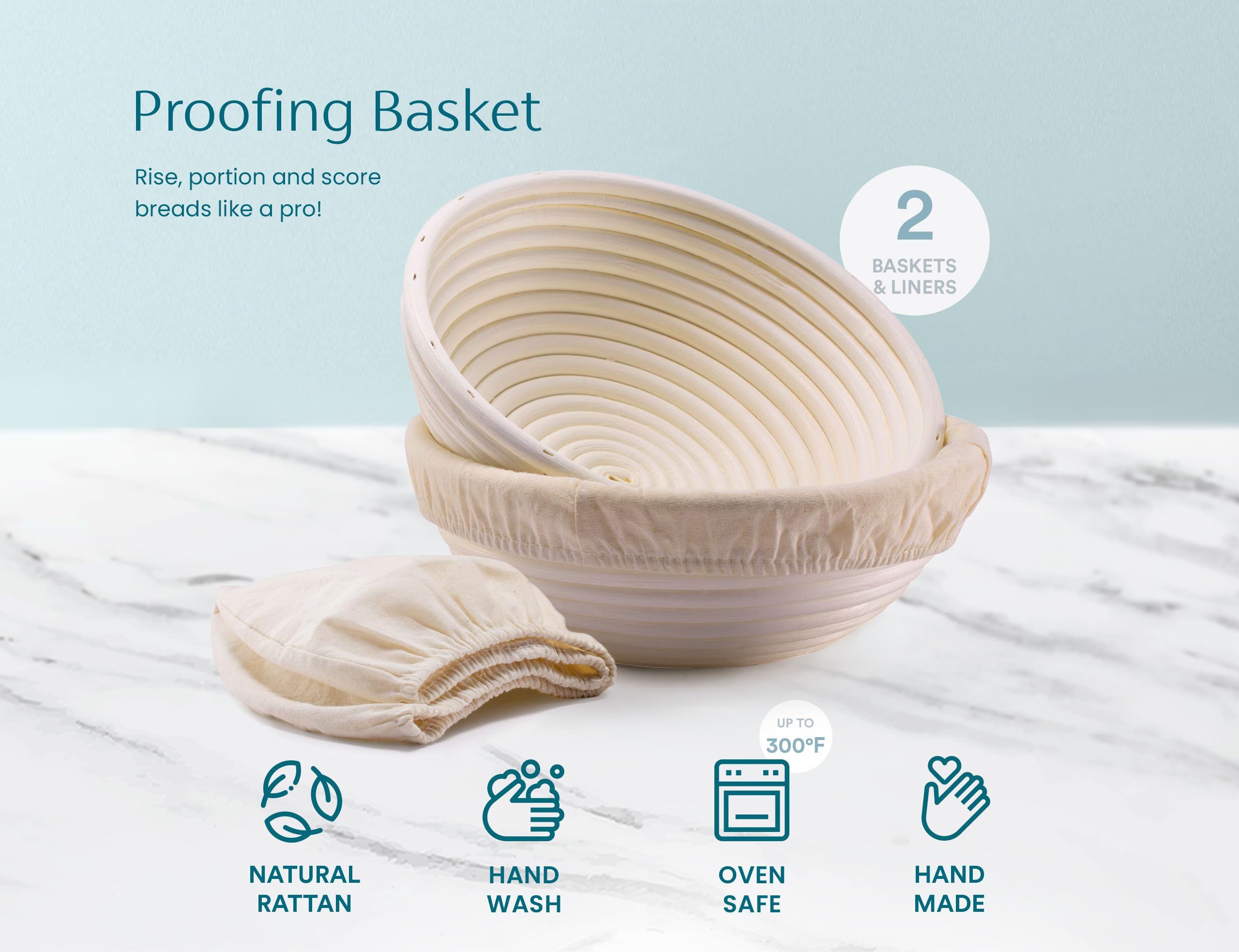 Snapklik.com : Kook Banneton Bread Proofing Set, Artisan Sourdough ...