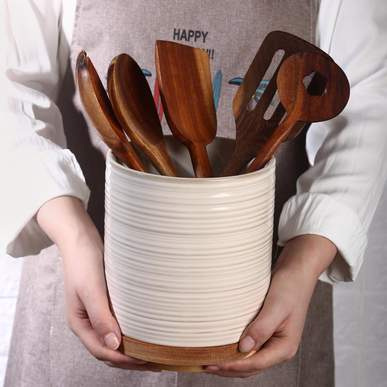 Snapklik.com : 360 Rotating Extra Large Cooking Utensil Holder, 7.6 ...