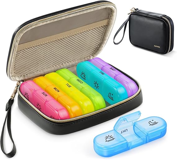 Amazon.com: AUVON Weekly Pill Organizer 3 Times a Day, Large Pill Box 7 ...