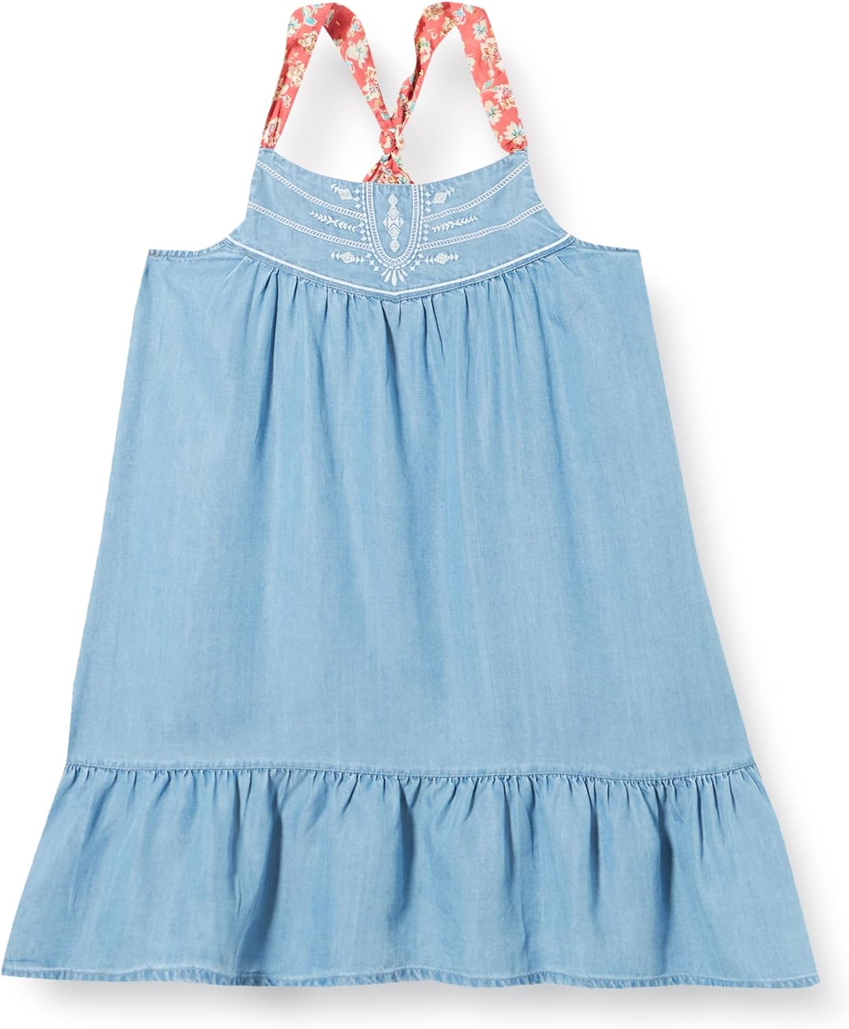 IKKS Junior Robe Effet Jean Bleu Clair Broderie et Bretelles Foulard ...
