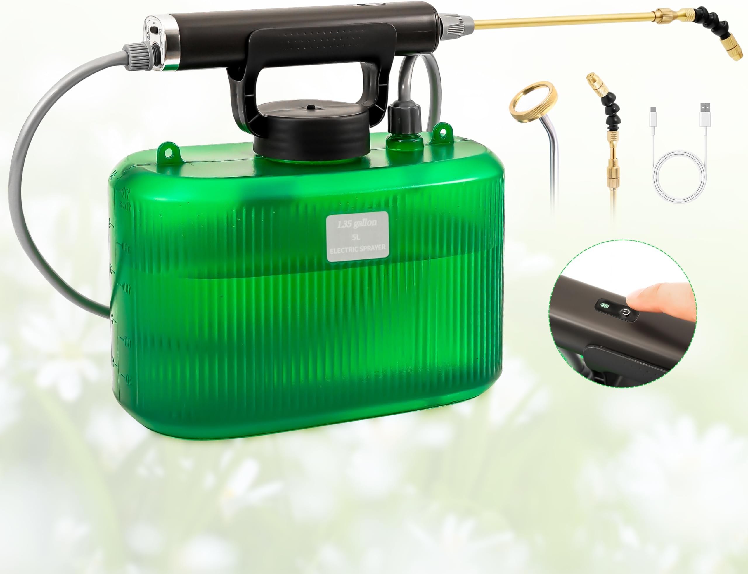 Amazon.com : 1.35 Gallon Electric Garden Sprayer, Weed Sprayer with ...