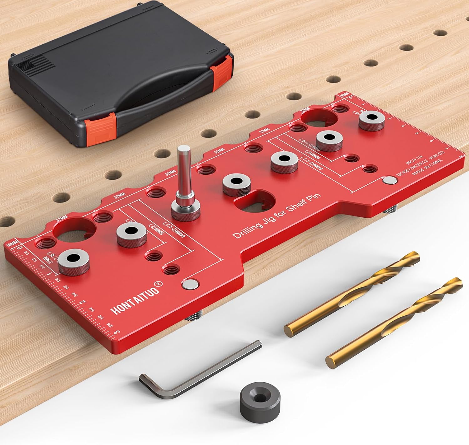 Shelf Pin Jig,1/4 Inch Shelf Pin Drilling Jig,Aluminum Alloy Cabinet Hole Drilling Template For ...