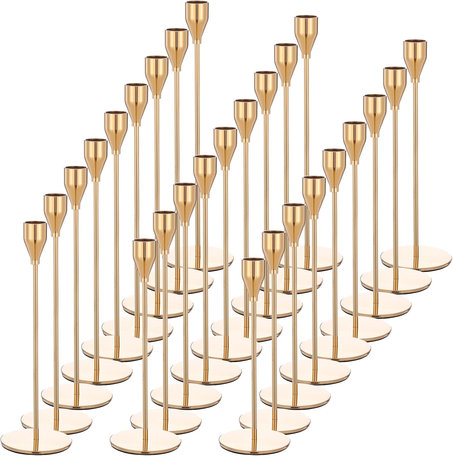 Amazon.com: Teruntrue 27 Pcs Gold Taper Candlestick Holders Metal Taper ...