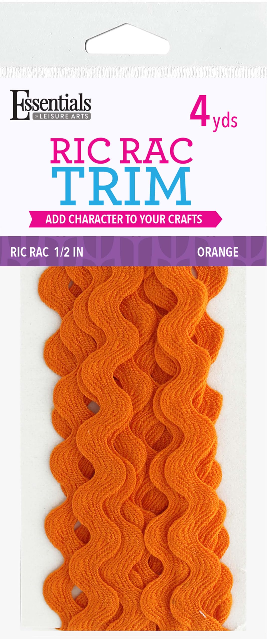 Amazon.com: Essentials By Leisure Arts RIC Rac 1/2" 4 Yards Orange ...