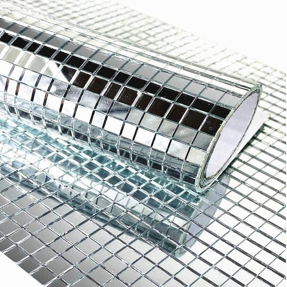 Amazon.com: Self Adhesive Real Glass Silver Mirrors Mosaic Tiles ...