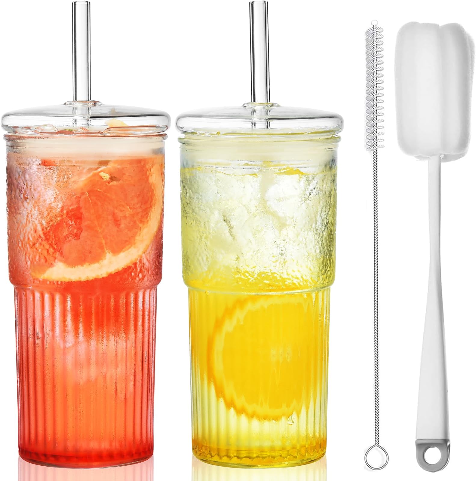 Amazon.com | Bandesun 32oz Vintage Glass Cup with Handle with Bamboo ...