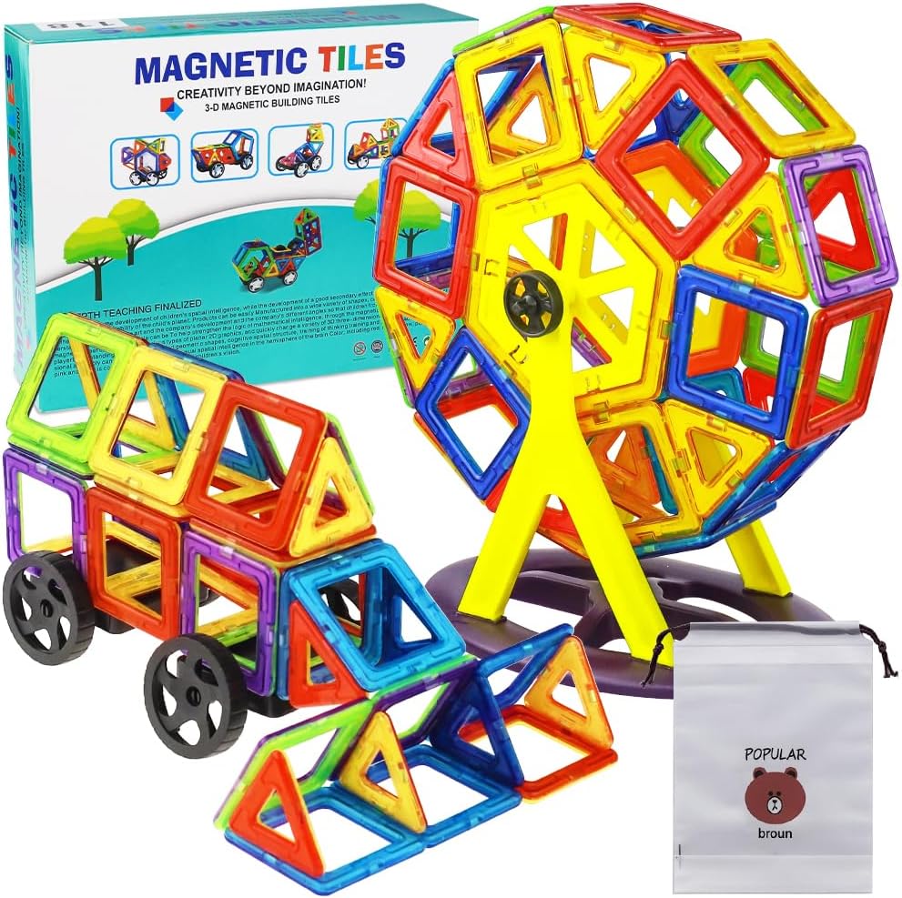 Qimmaol Magnet Building Tiles 118pcs Magnetic Building Toy Sets Clear ...