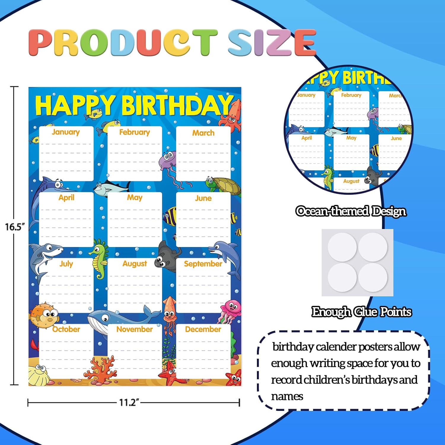 JUESMOS Happy Birthday Chart - Ocean Poster for Philippines | Ubuy