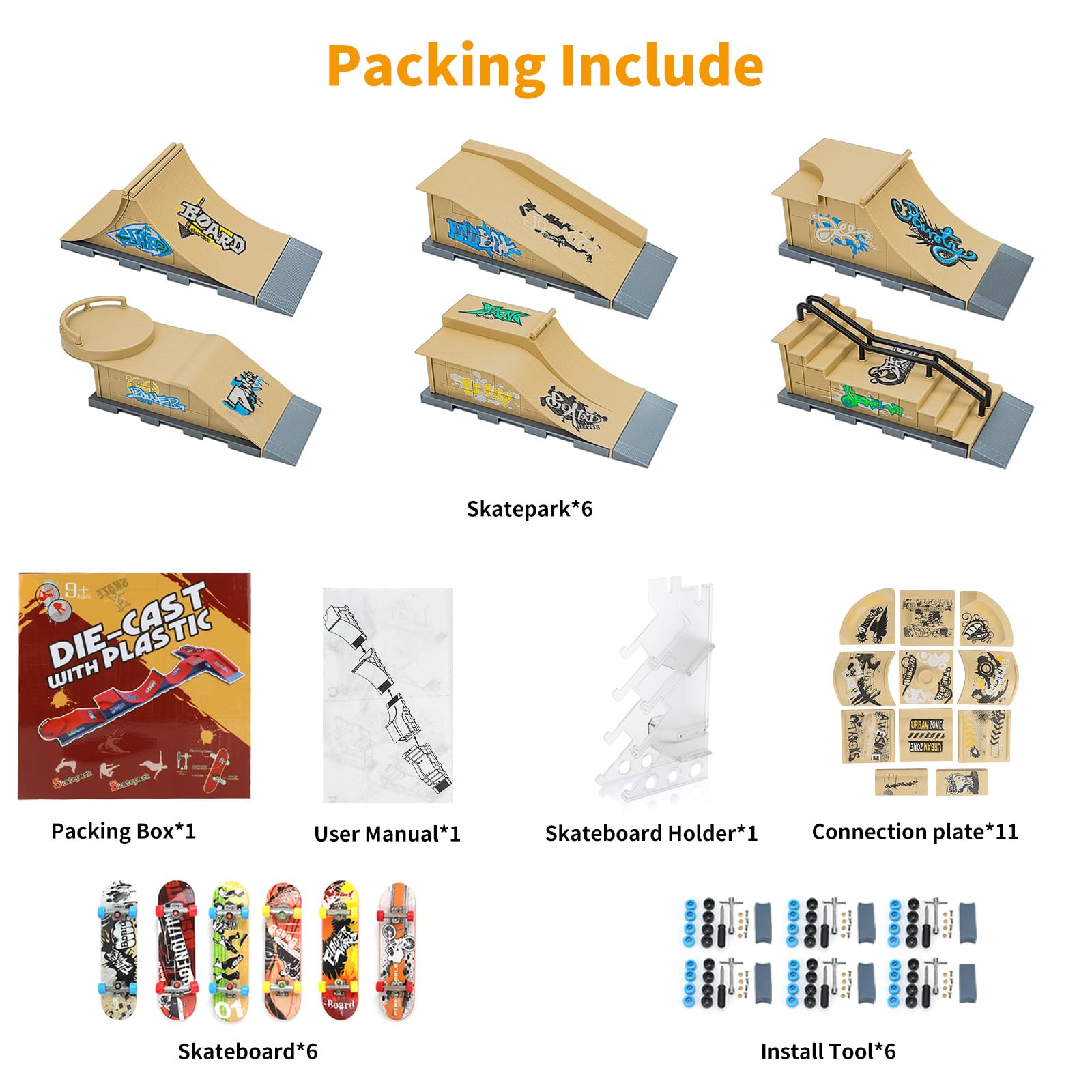 Snapklik.com : Finger Skateboard Park Ramp Set, 6 In 1 Plus 11 Mini ...