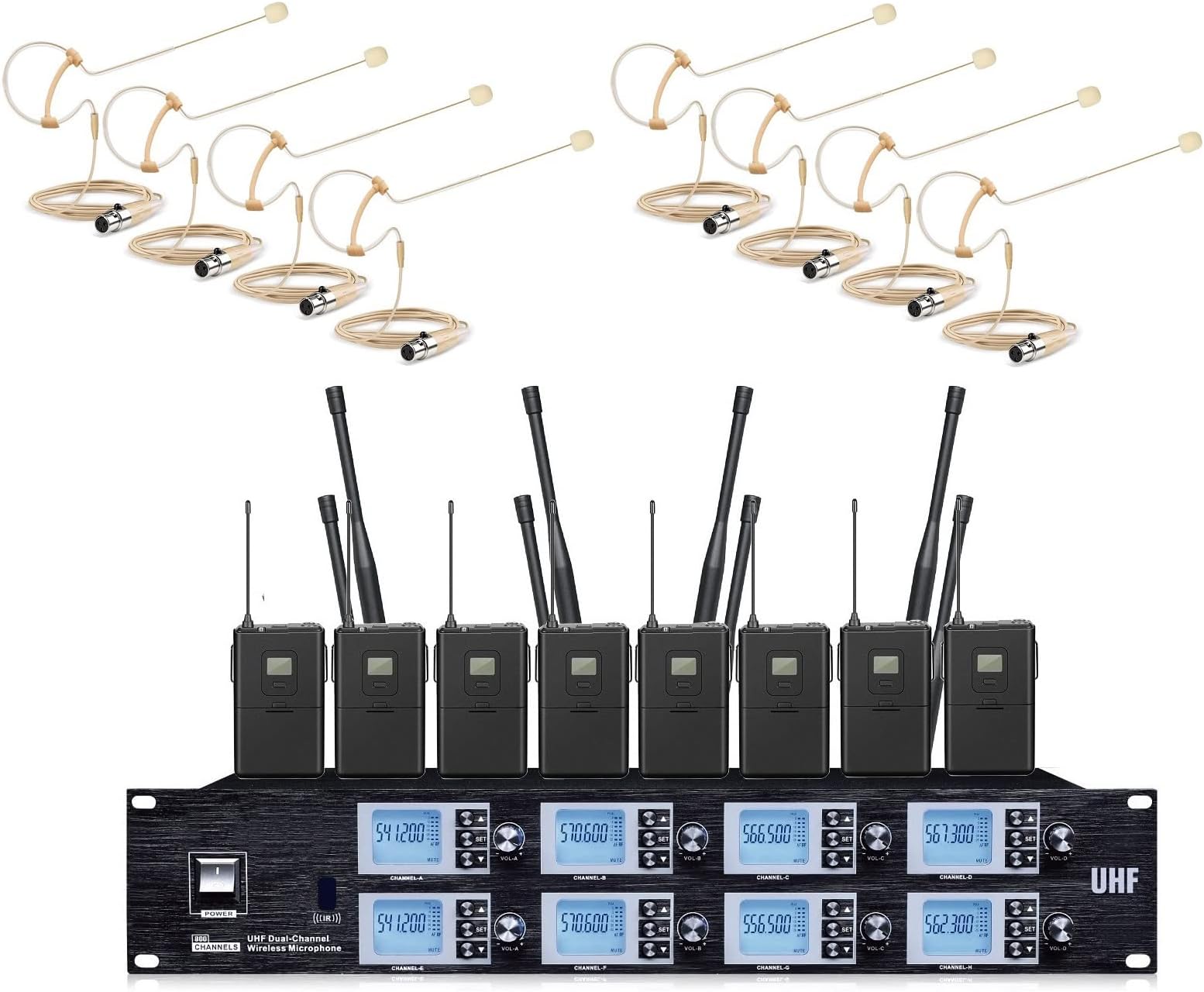 Amazon.com: Professional 8 Channel UHF Wireless Micro Earset Headset ...