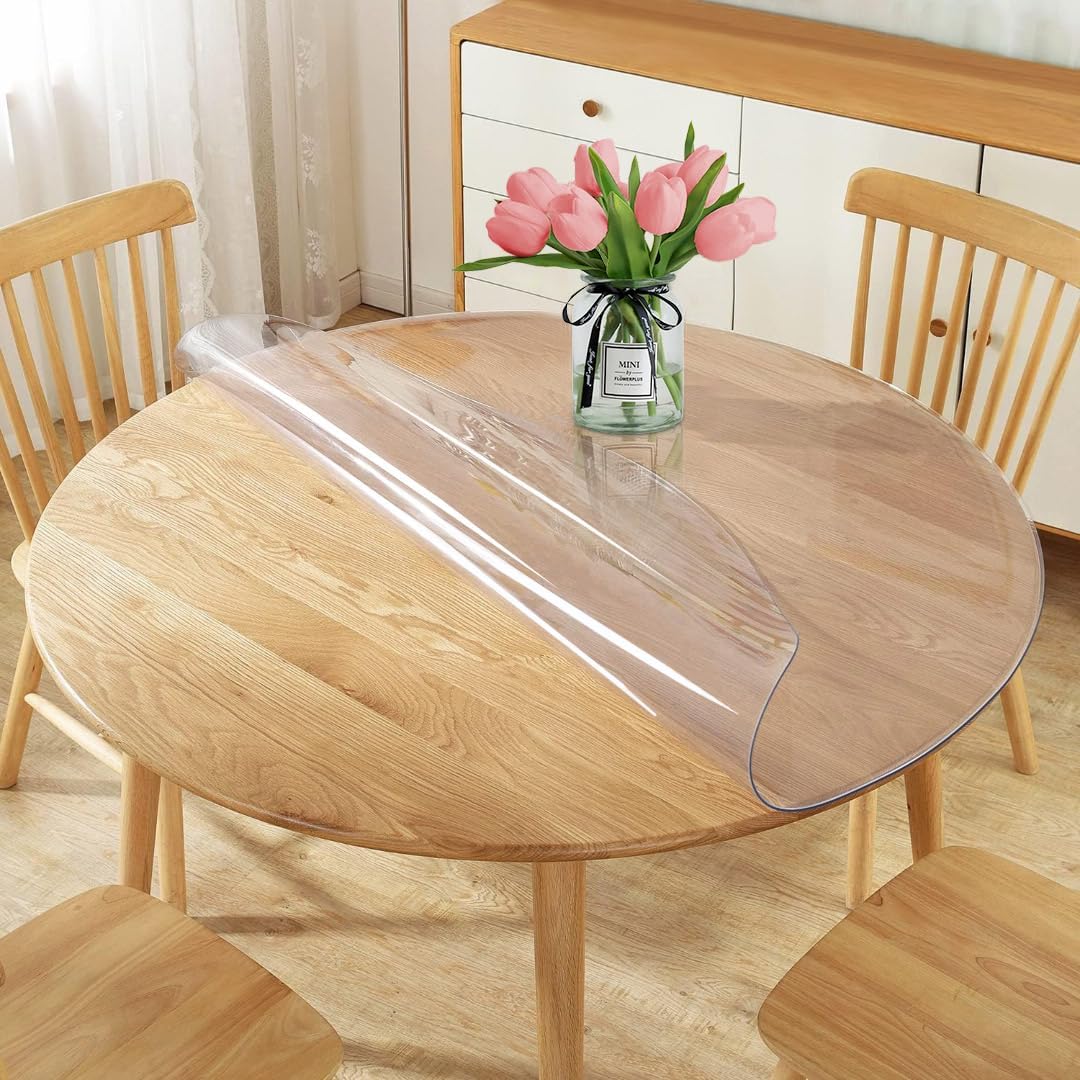 Amazon.com: RostiKong 42 Inch Round Clear Plastic Dining Table ...
