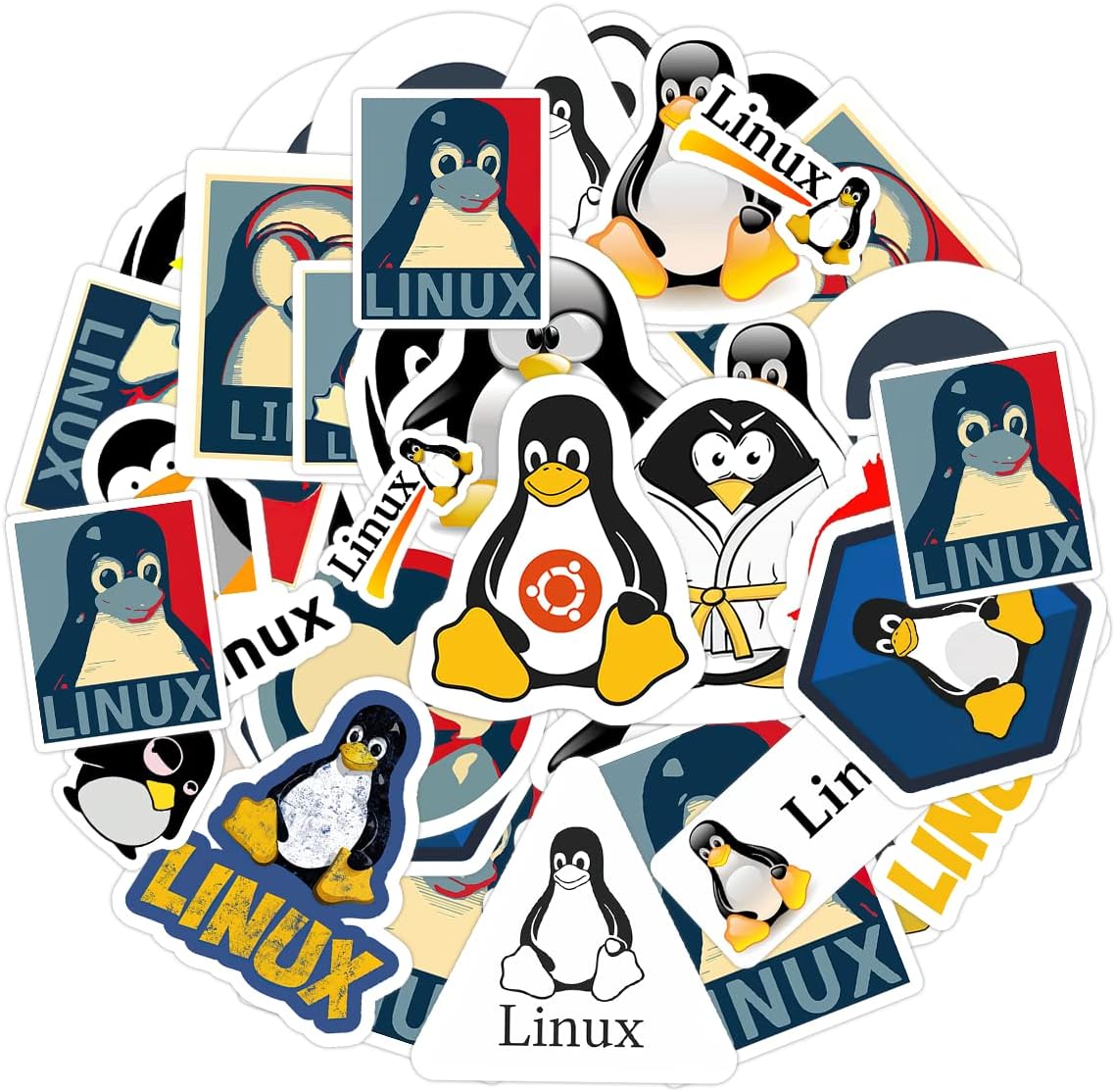 Amazon.com: Stickers Pack 20 Pcs Linux Colorful Penguin Vinyl ...