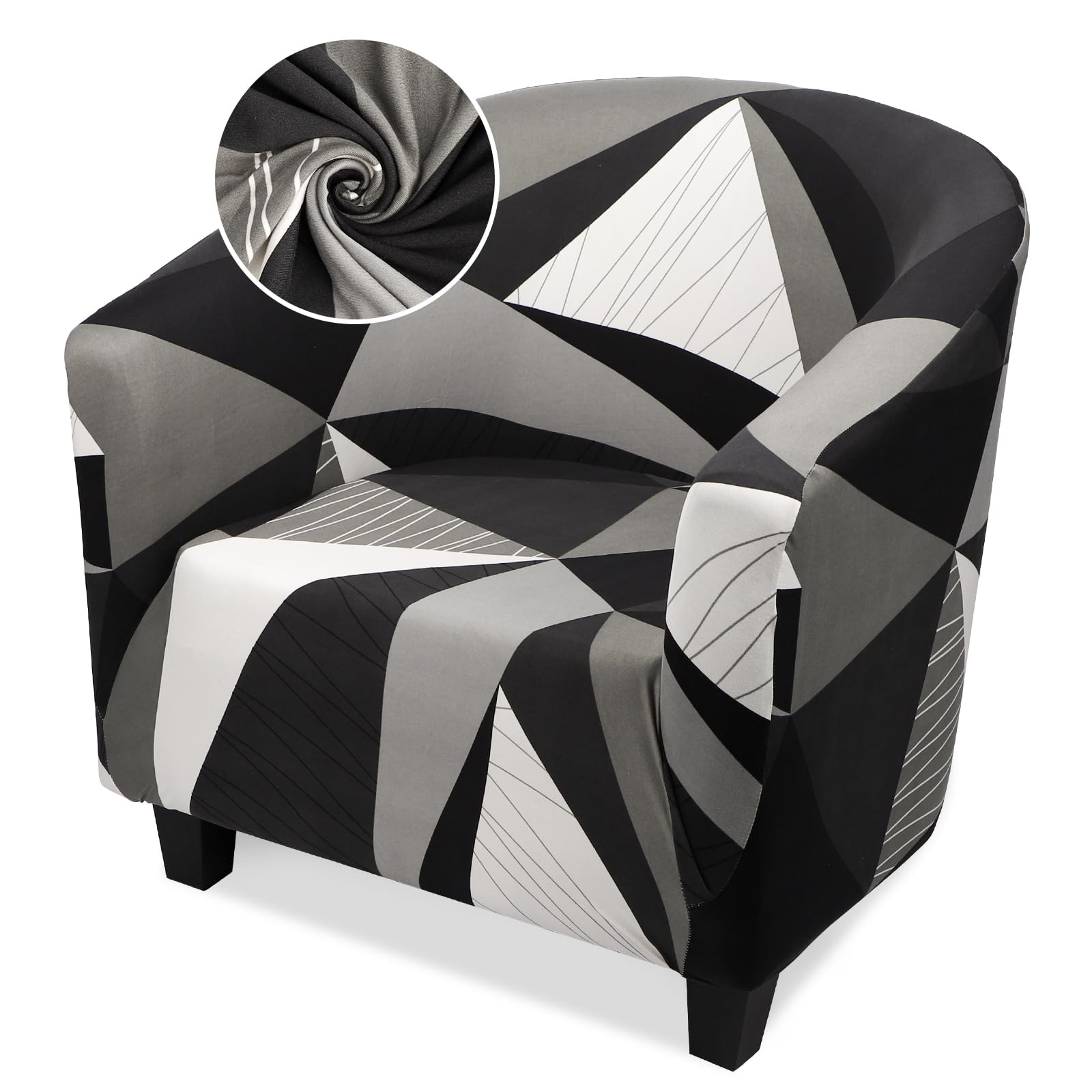 Amazon.com: Treaful Slipcover for Barrel Chair, 1 Piece Stretch Black ...