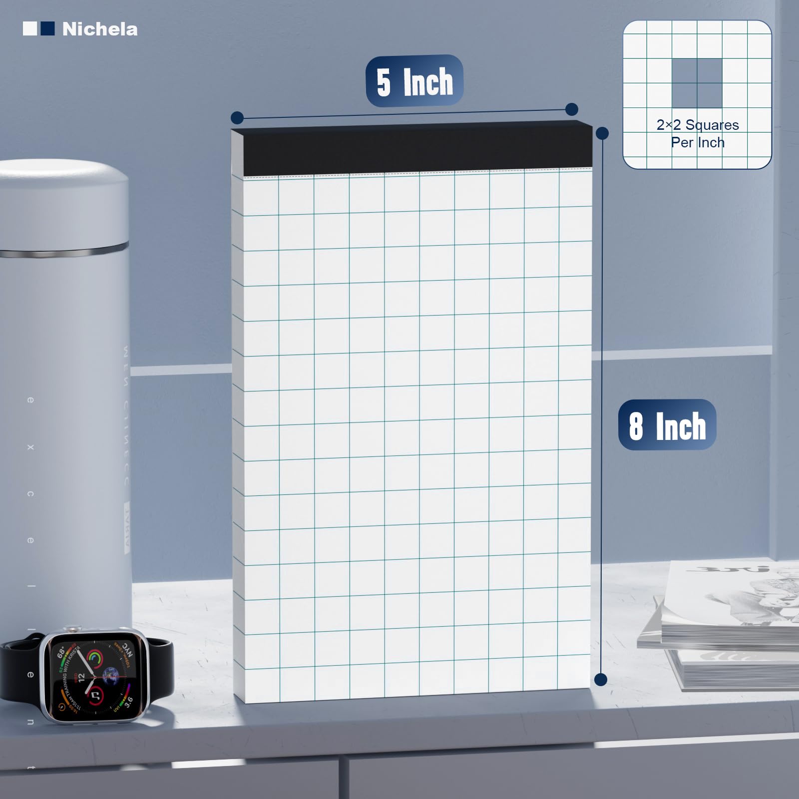 Snapklik.com : Graph Paper Pads 4 Pack Grid Paper Pad 5x8 White Note ...