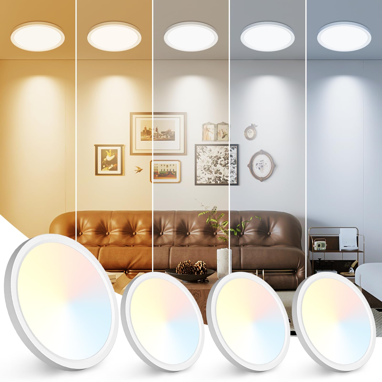 Peasur 7 inch LED Ceiling Light, 3000K/3500K/4000K/5000K/6500K ...