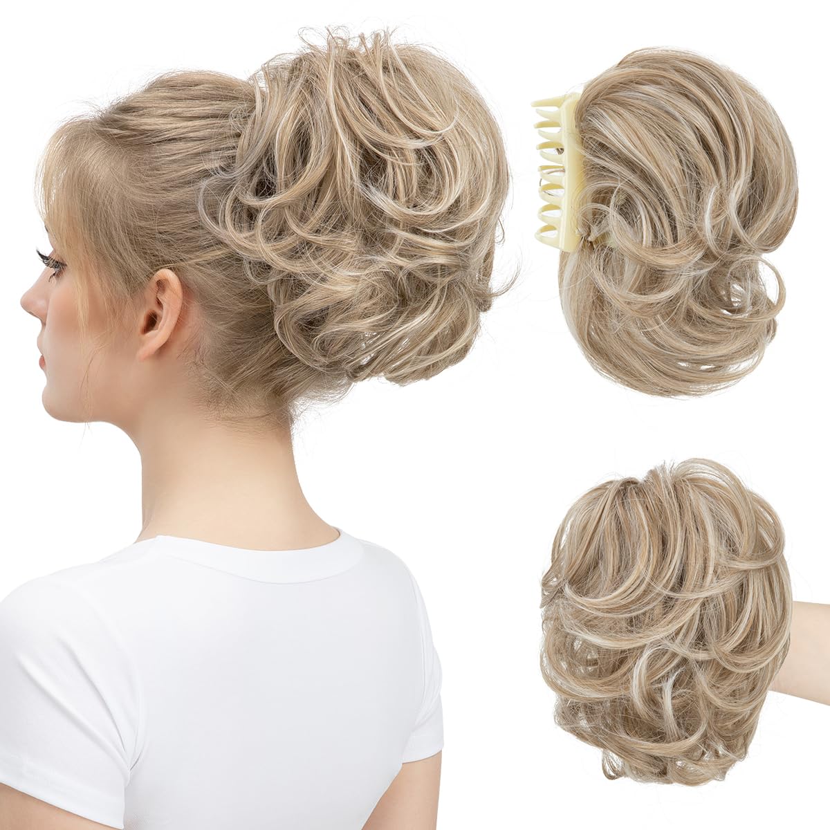 Amazon.com : youngways Claw Clip Short Ponytail Messy Bun Hair Piece ...
