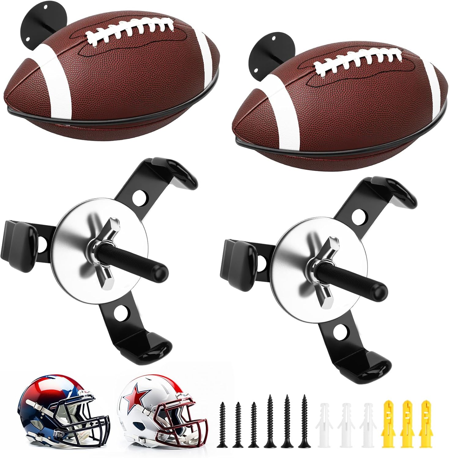 Amazon.com: LEIFIDE 4 Pack Hidden Football Helmet Wall Mount Display ...