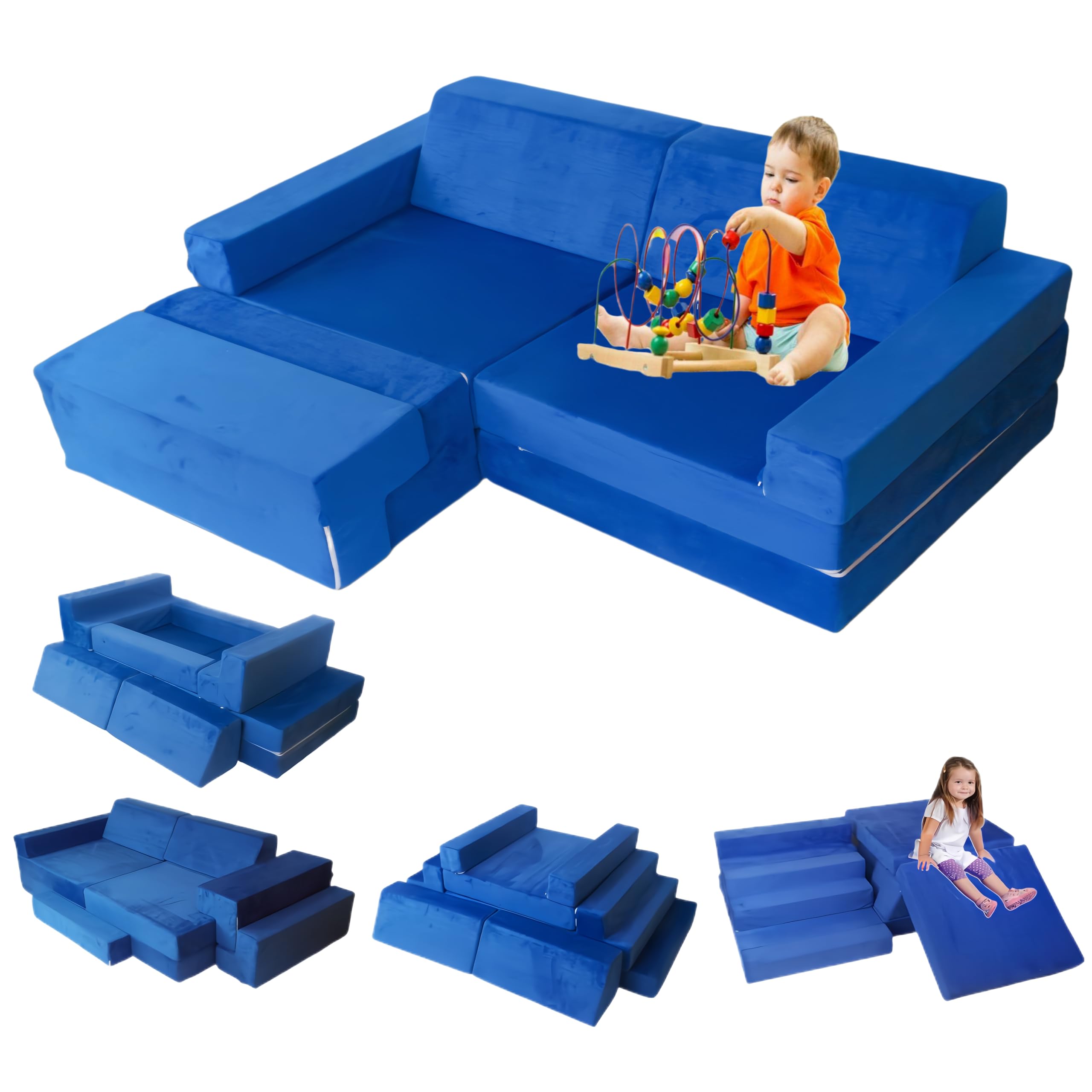 9PCS Modular Kids Play Couch, 300+DIY Premium Toddler Sofa Couch ...