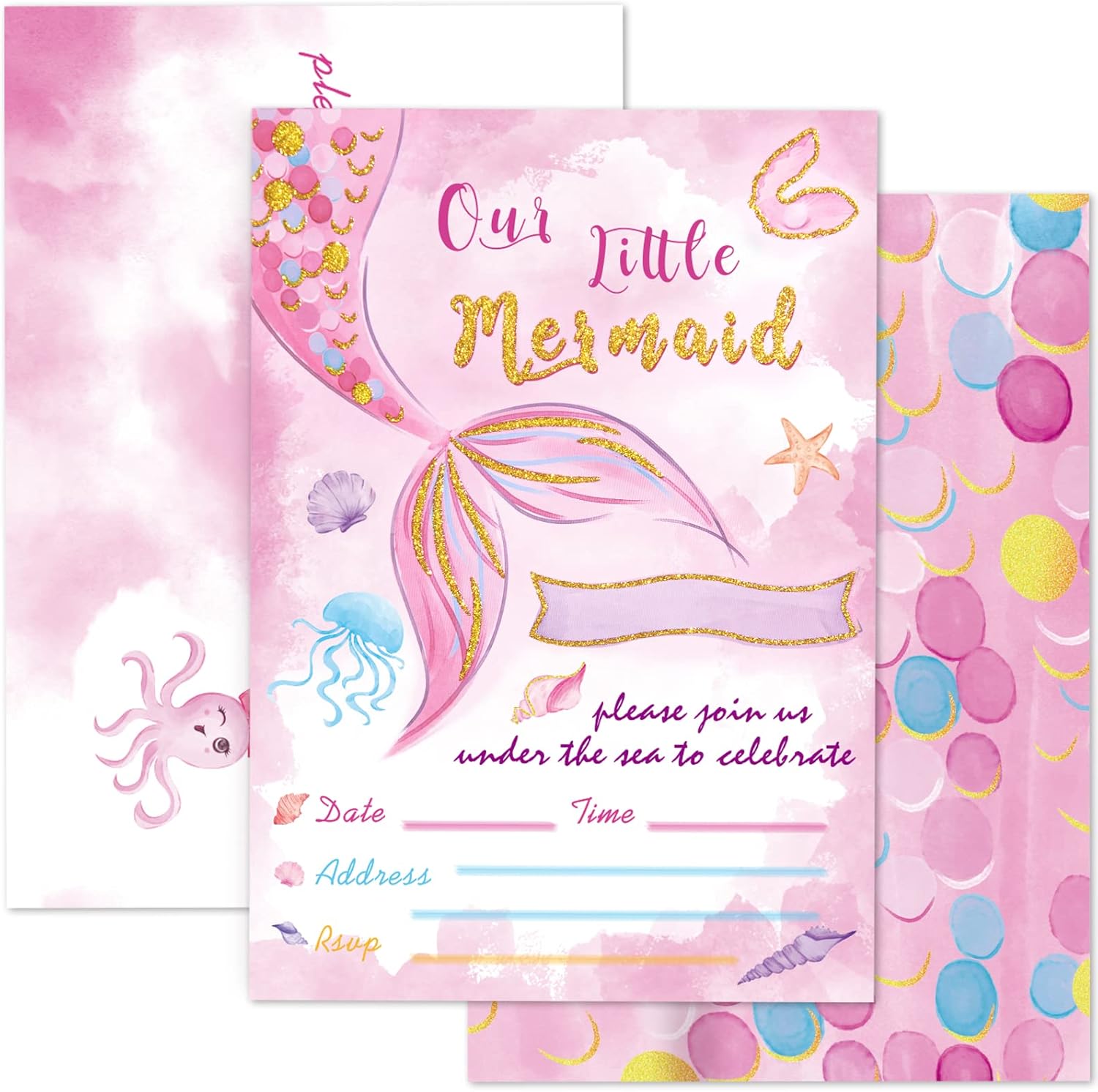 Buy Watercolor Mermaid Party Invitations - Mermaid Party Supplies 20 ...