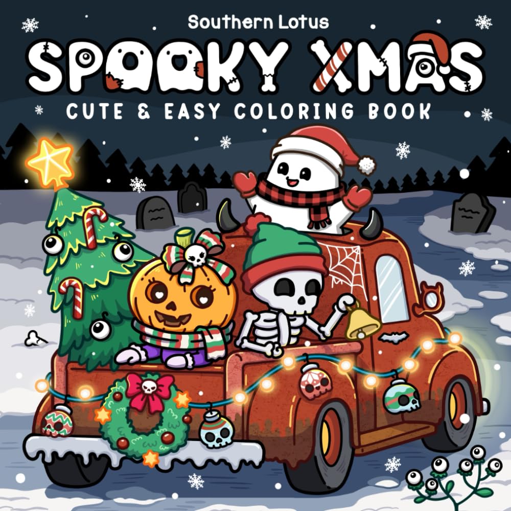 Amazon.com: Spooky Xmas: Coloring Book for Adults and Teens Featuring ...