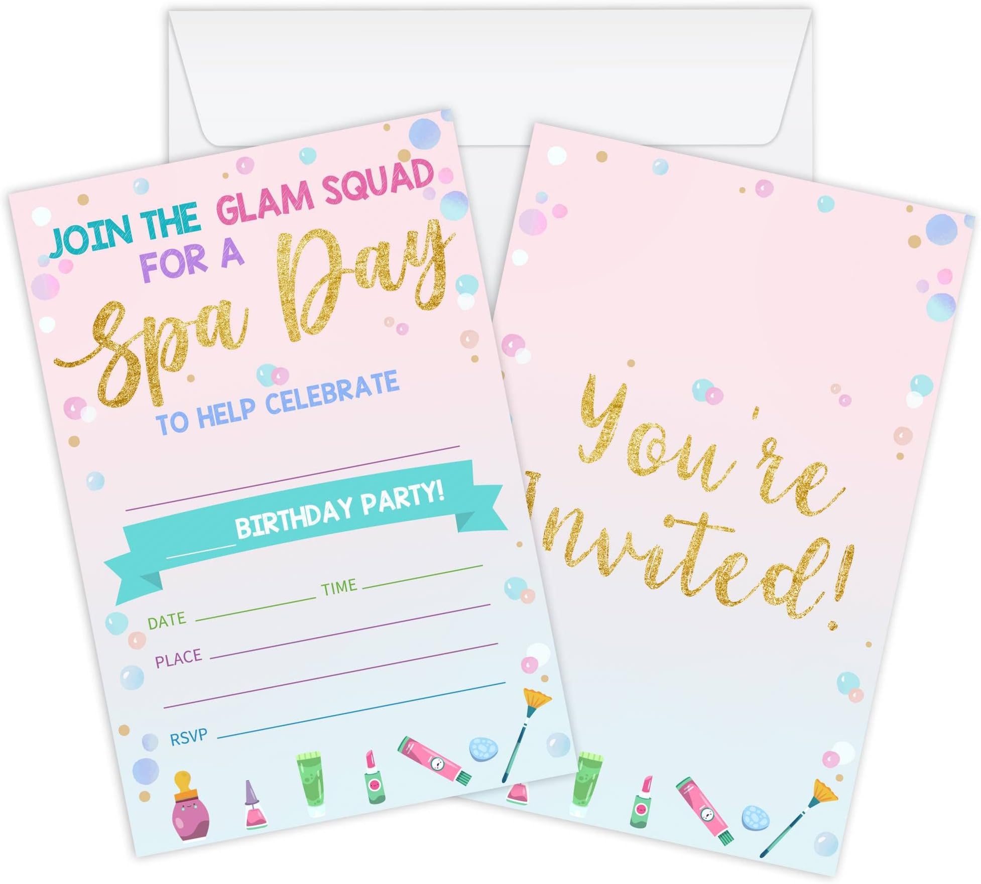Amazon.com : WUAWN 20 Spa Day Birthday Invitations with Envelopes ...