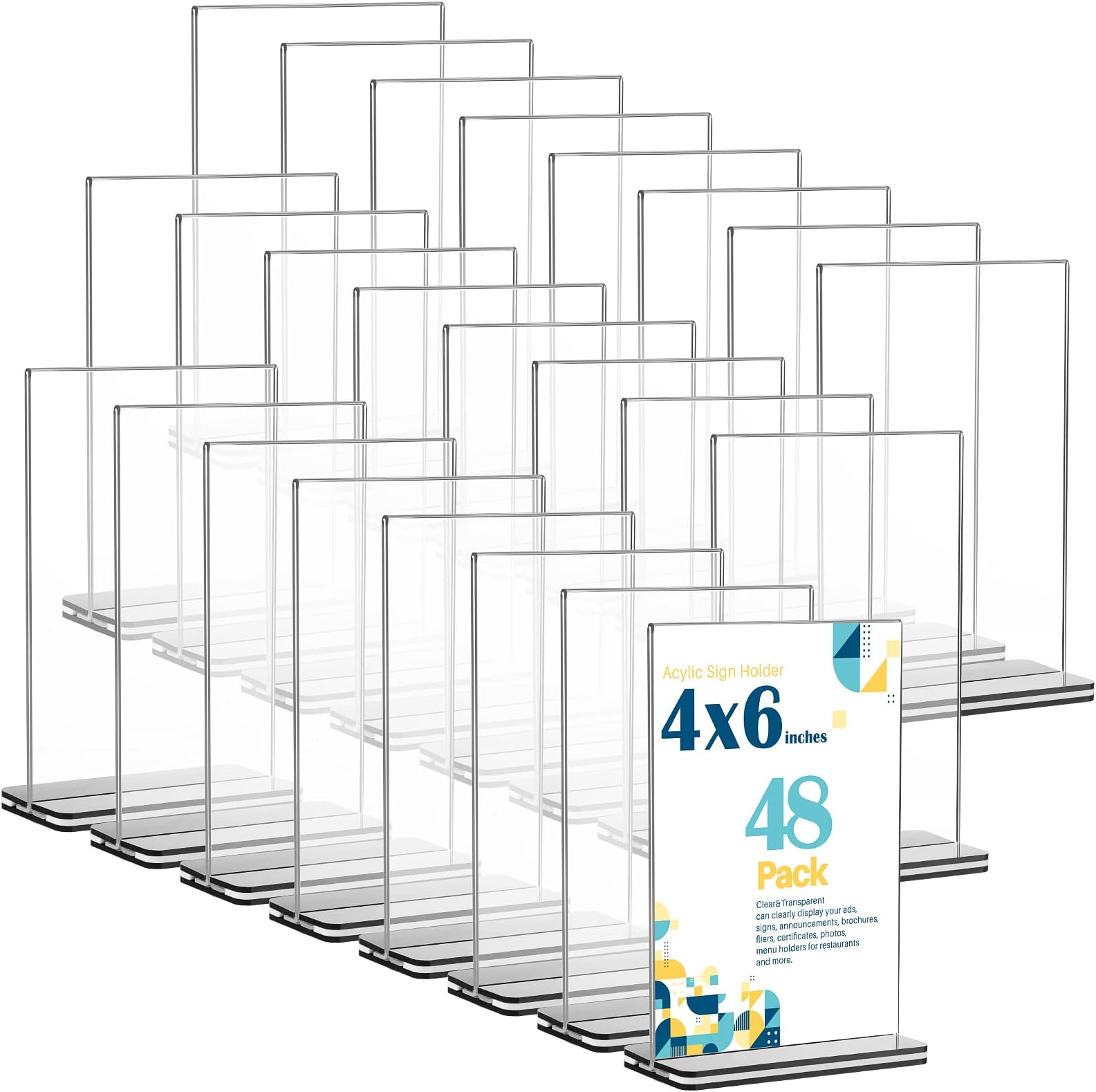 Amazon.com : Tuanse 36 Pcs Acrylic Sign Holder 4 x 6 in Clear Acrylic ...
