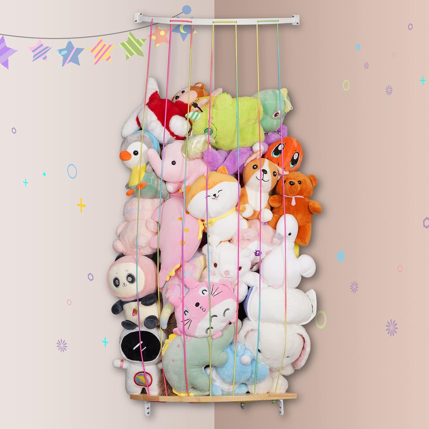 Amazon.com: Zayysoha Stuffed Animal Storage Wood Hanging Toy Organizer ...