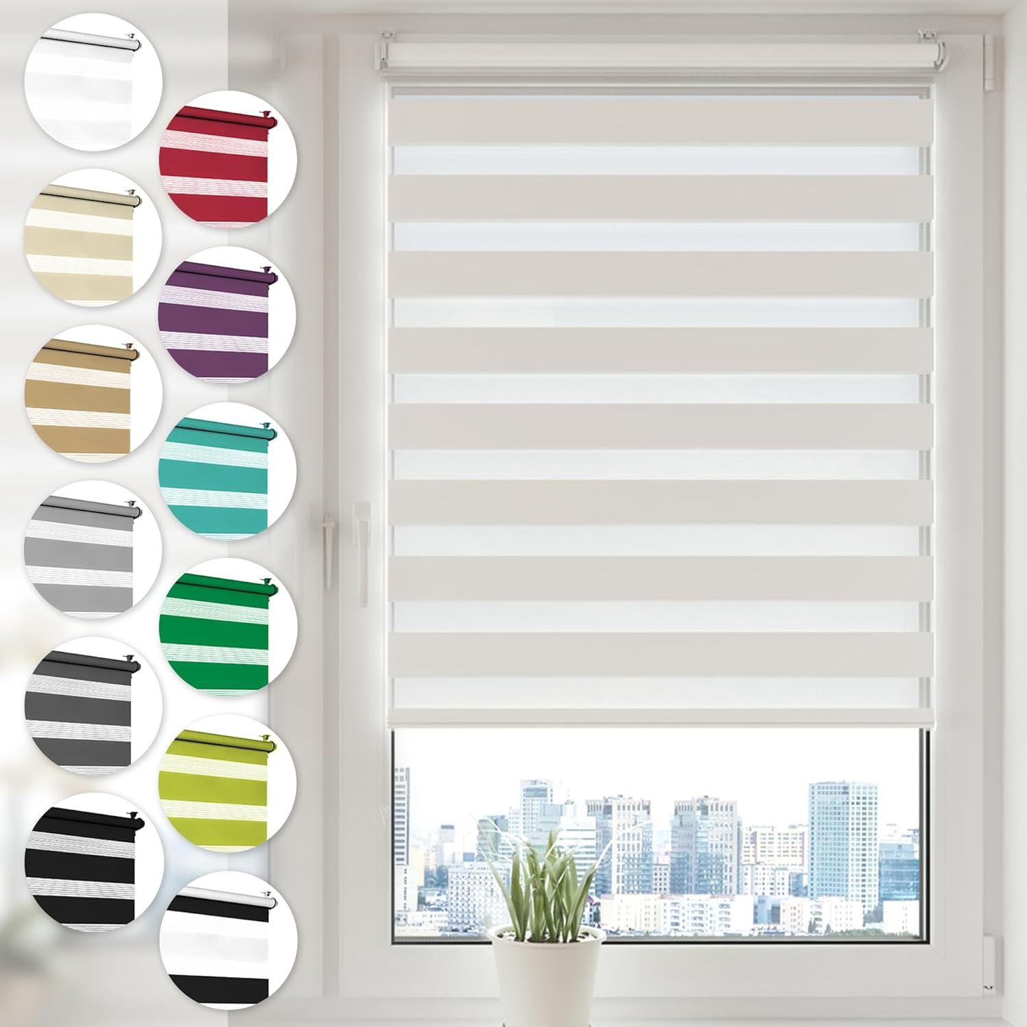 Sonello Double Roller Blind, Klemmfix Duo Roller Blind, No Drilling, 90 ...