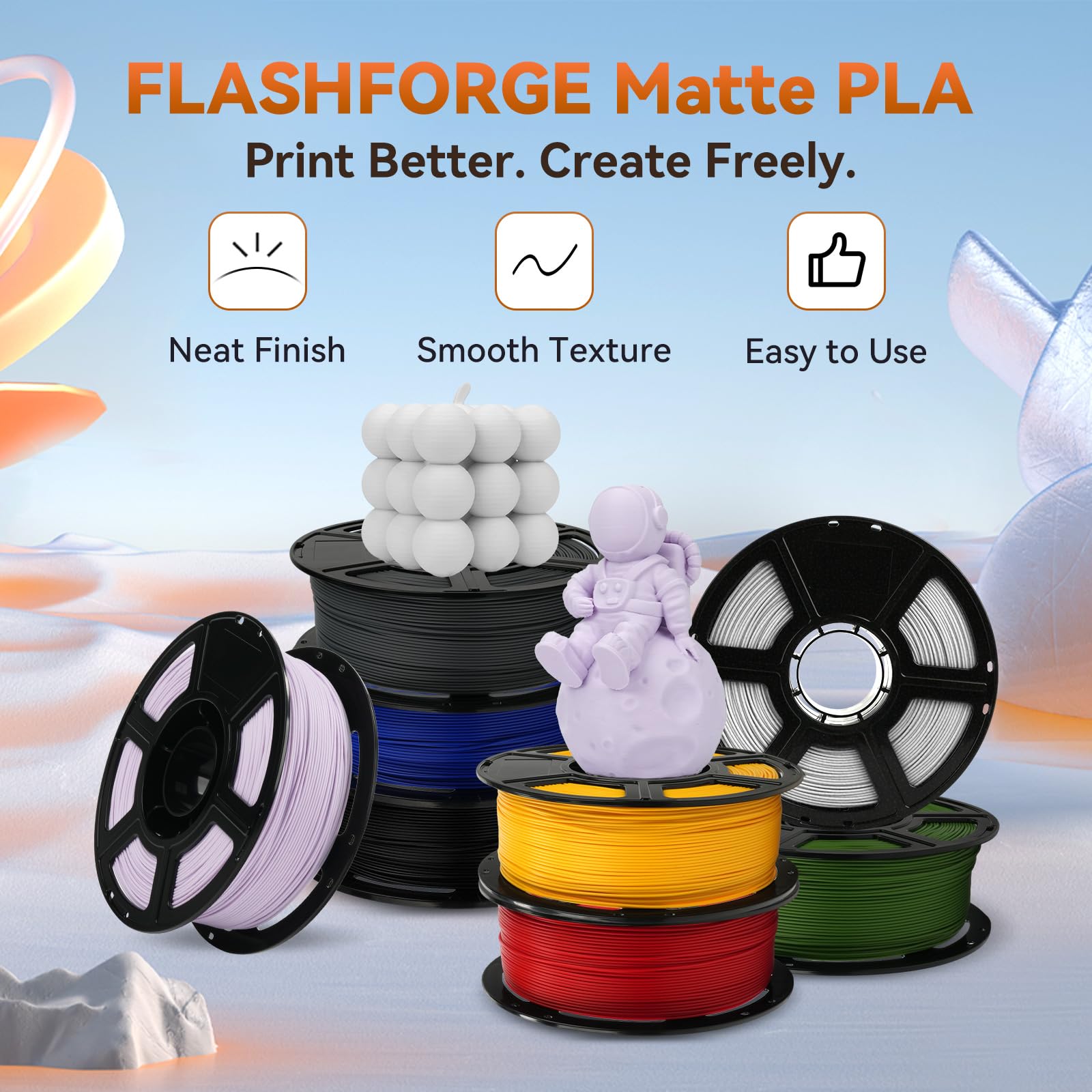Snapklik.com : FLASHFORGE PLA Filament 1.75mm +/- 0.02mm, Matte White ...
