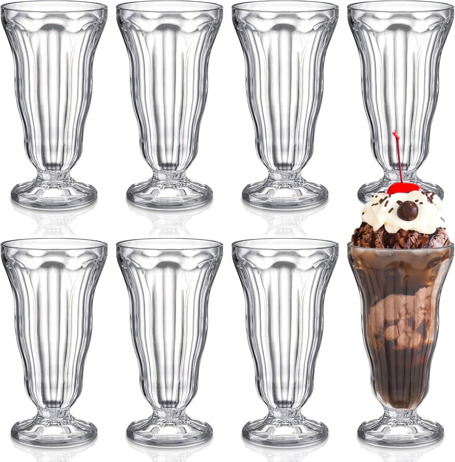 Amazon.com | Lzmvte 8 Pack Acrylic Milkshake Glasses, 15 Oz Clear ...