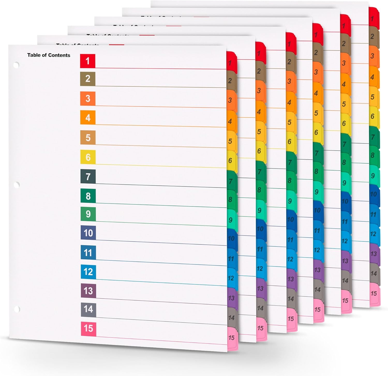 Amazon.com : Tab Dividers for 3 Ring Binders – 6 Sets, 1–15 Numbered Index Dividers with Table ...