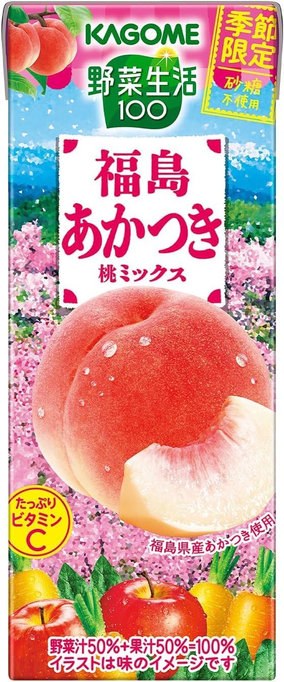 Amazon.co.jp: 野菜生活100 福島あかつき桃ミックス カゴメ 195ml × 24本 : 食品・飲料・お酒