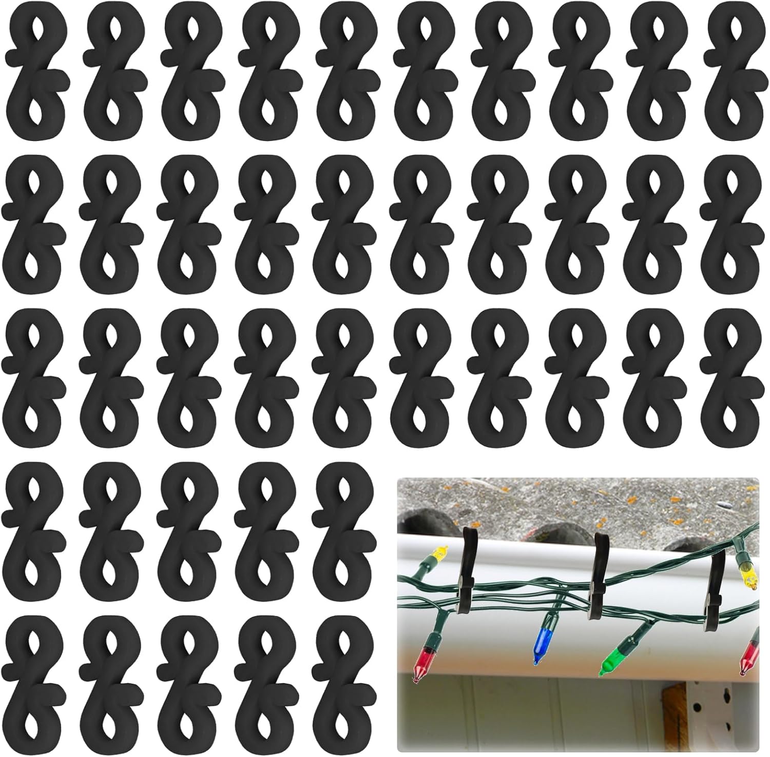 200Pack Christmas Light Clips Hanging Gutter S Hooks for Outdoor String ...