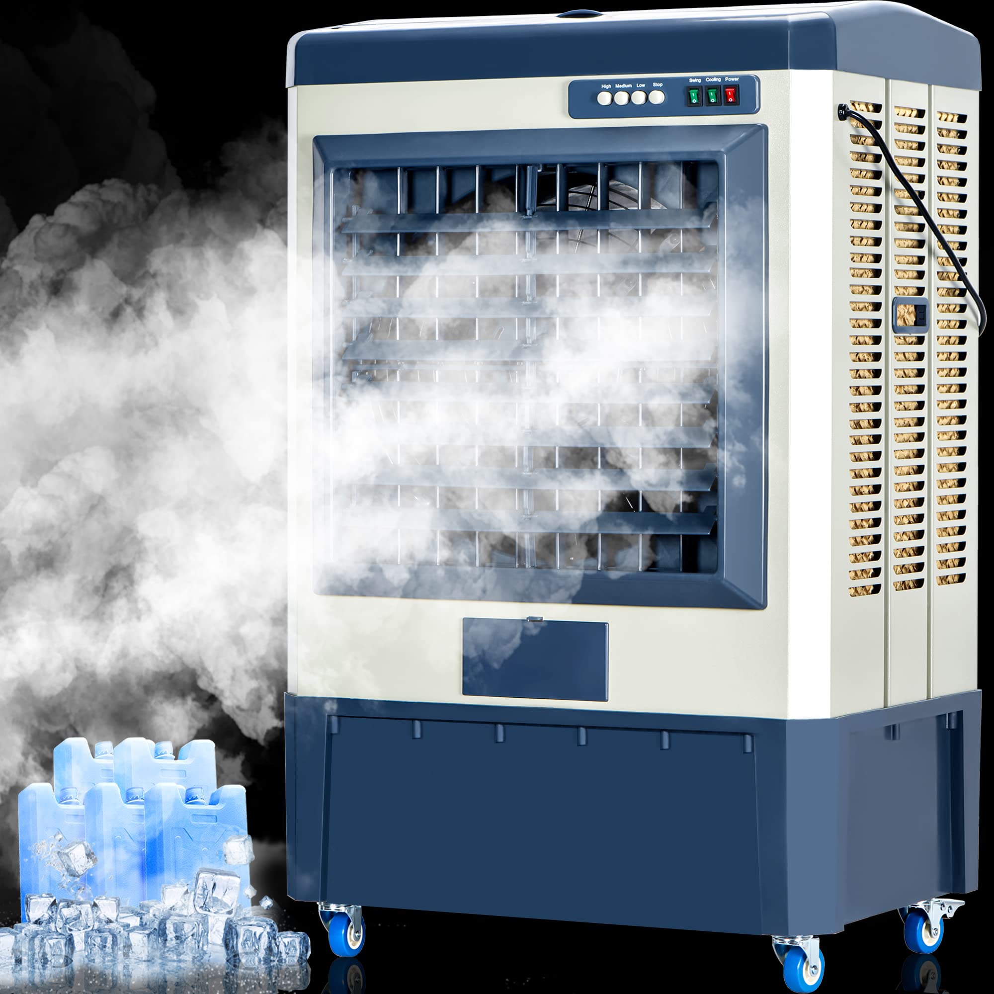6500CFM Portable Swamp Cooler,48IN Evaporative Air Cooler for 1600Sq.ft ...