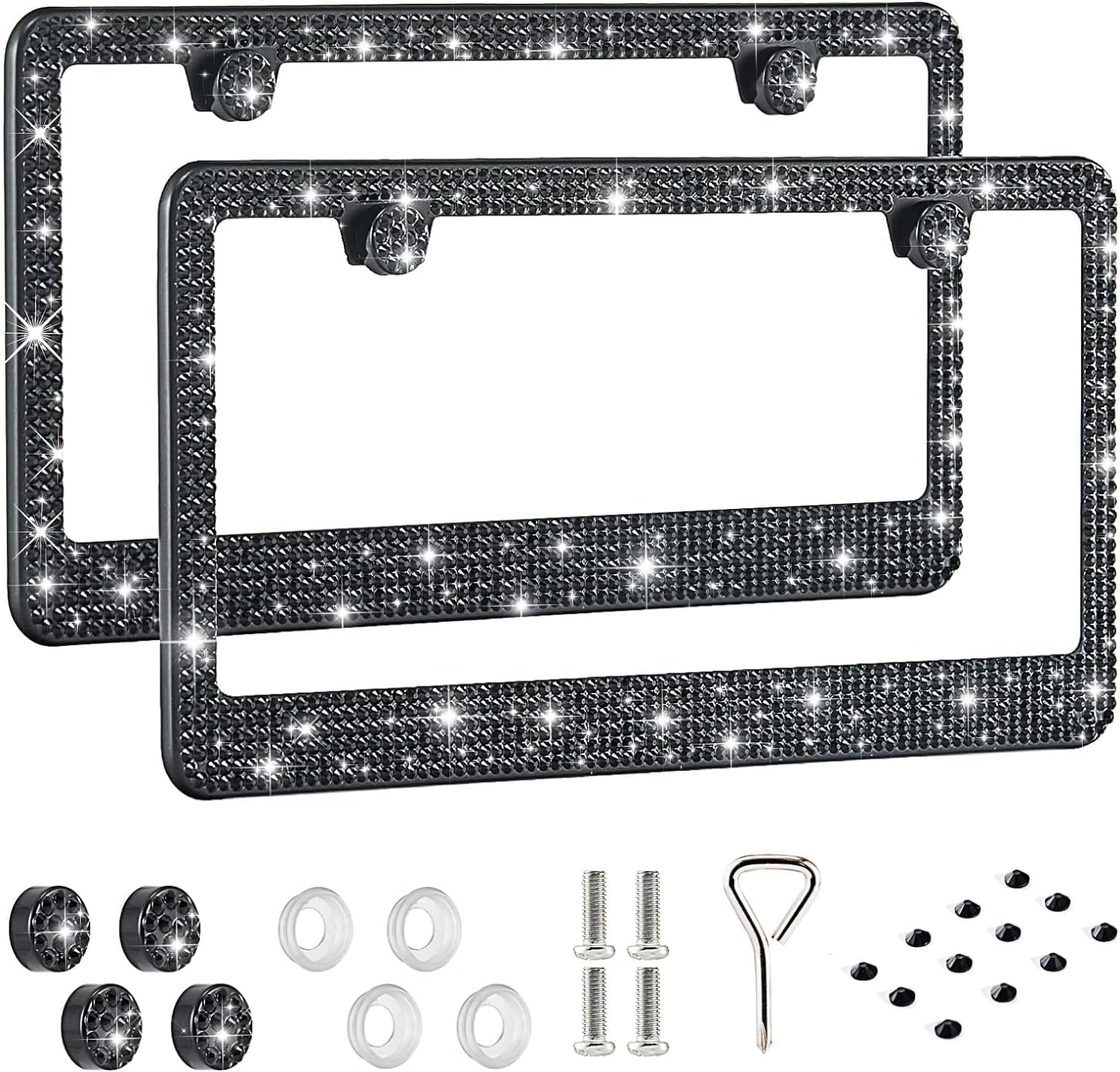 Einesin Bling Rhinestone Car License Plate Frames - Diamond Bedazzled ...