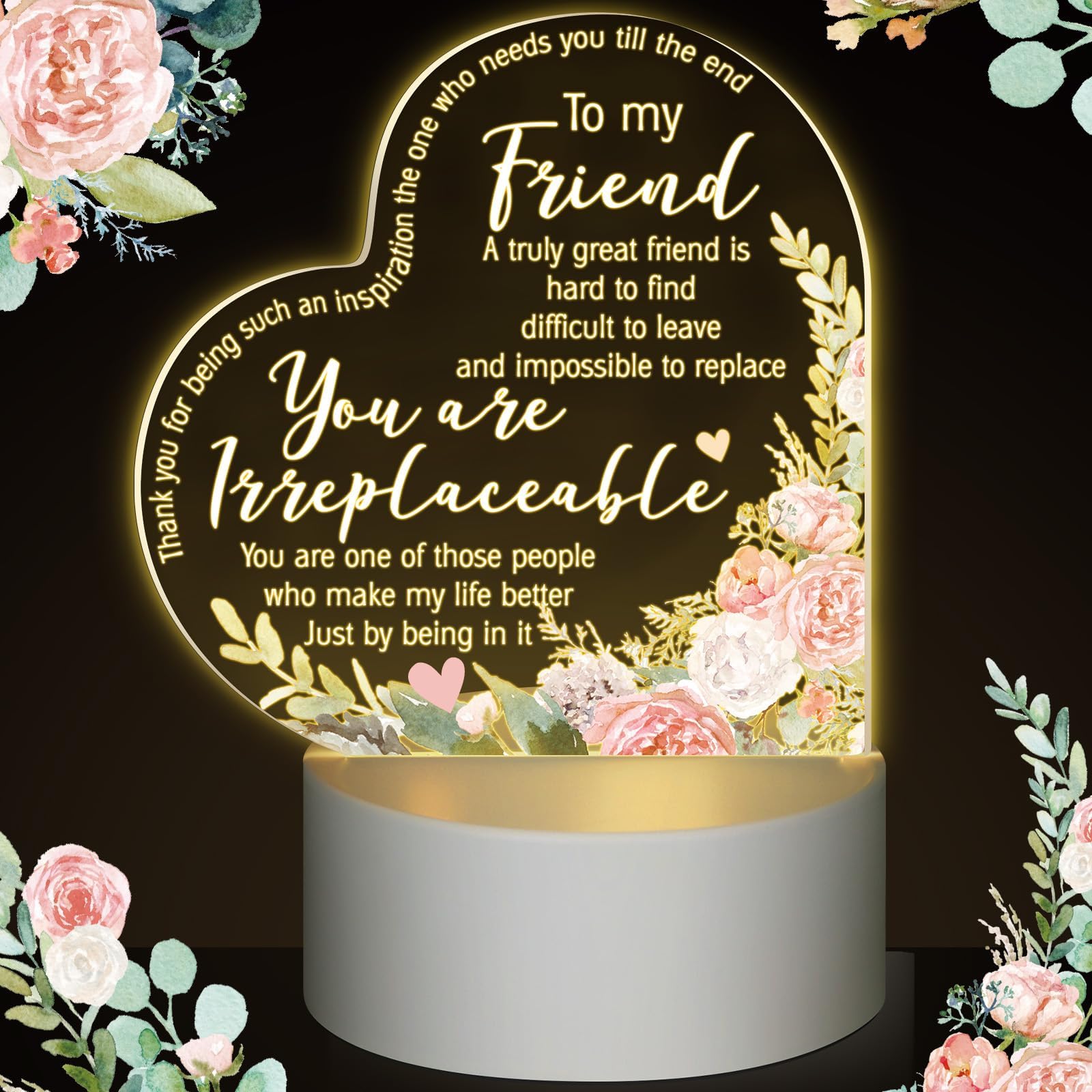 Jetec Acrylic Night Light Best Friend Gifts for Women Birthday Gifts ...