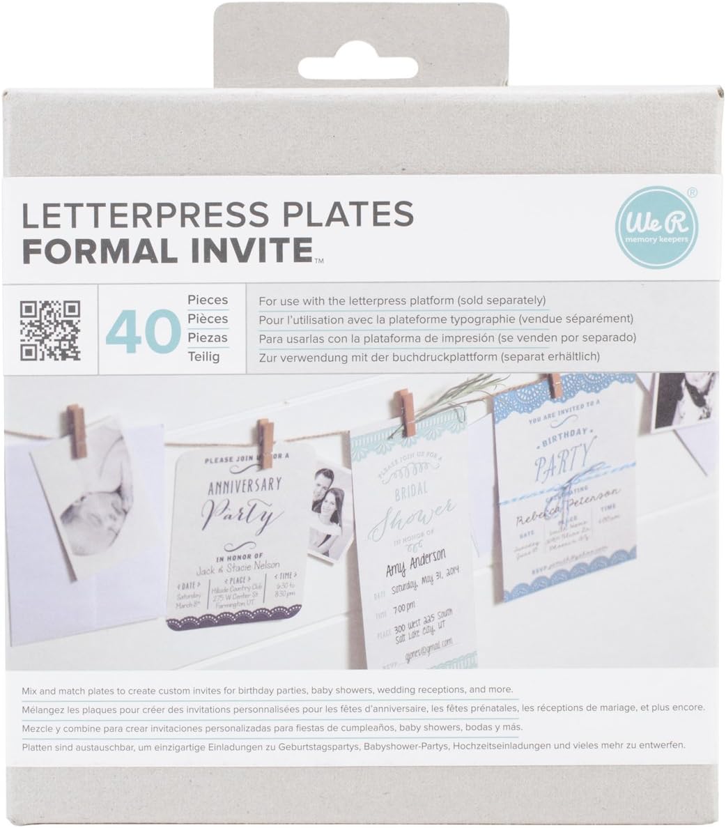 We R Memory Keepers Metal Lifestyle Letterpress Plates-Formal Invite ...