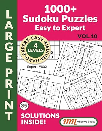 1000+ Sudoku Puzzles: Easy to Expert Level Vol.10 | Sudoku Books for ...