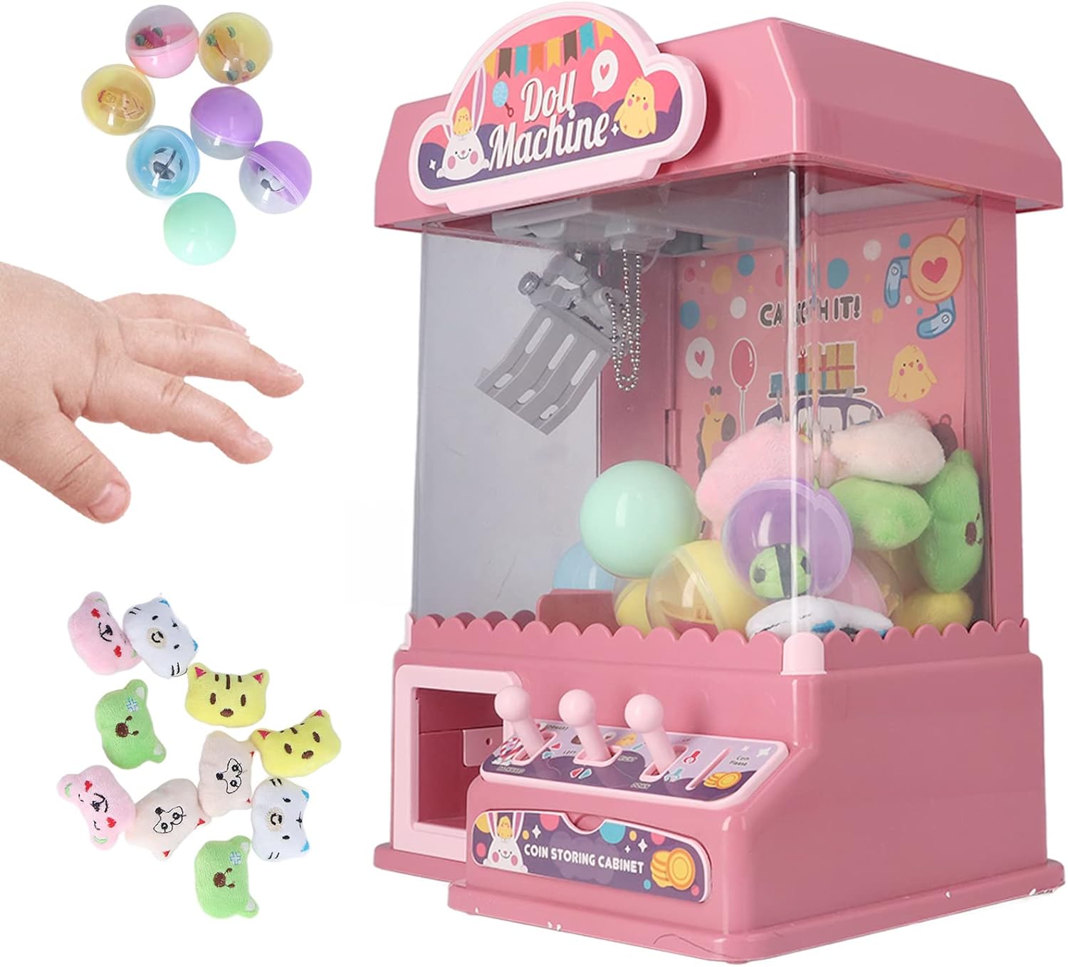 Mini Claw Machine, The Claw Toy Electronic Miniature Claw Game with 10 ...