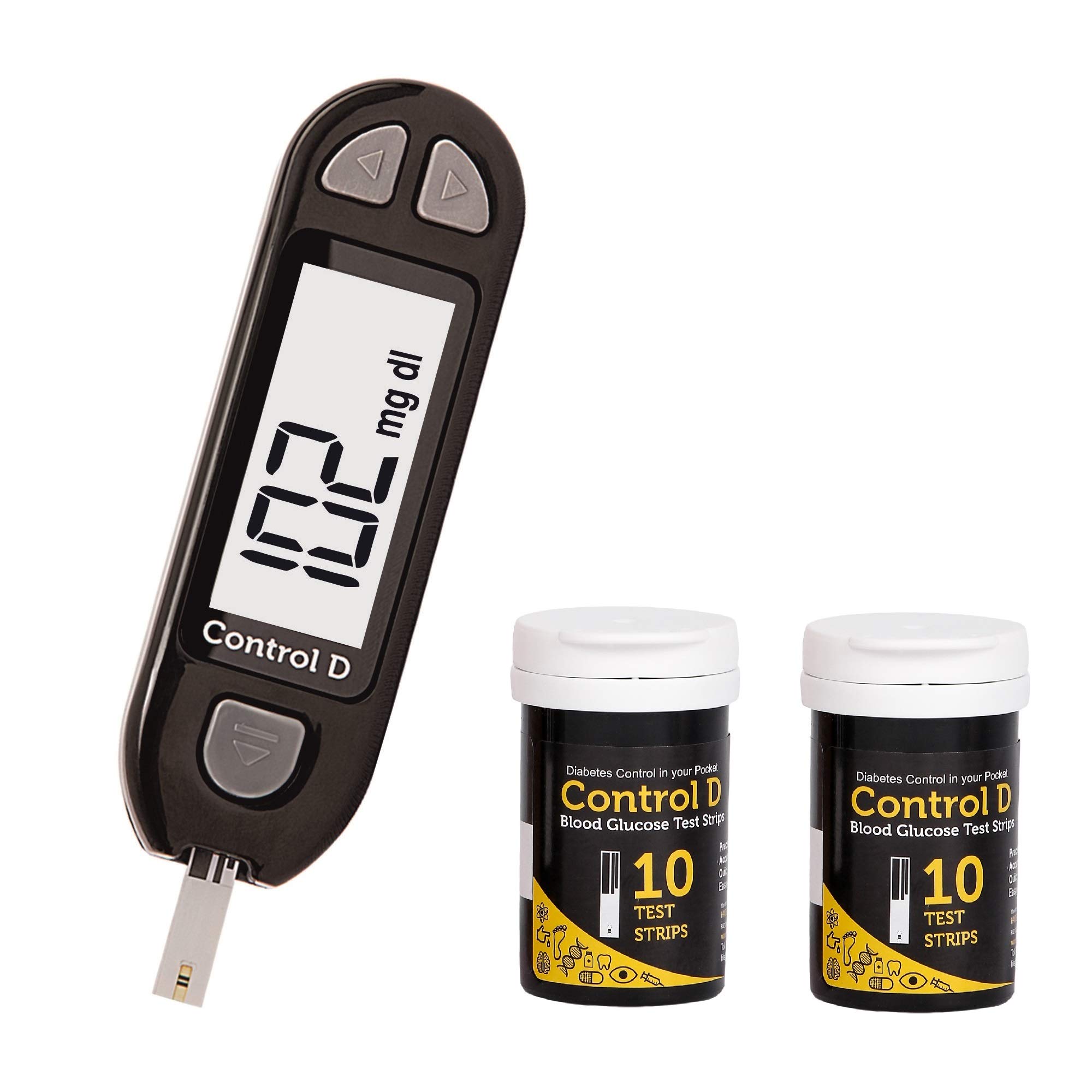 Control D Blood Glucose Monitor (Pack of 20 Strips, Black) : Amazon.in ...