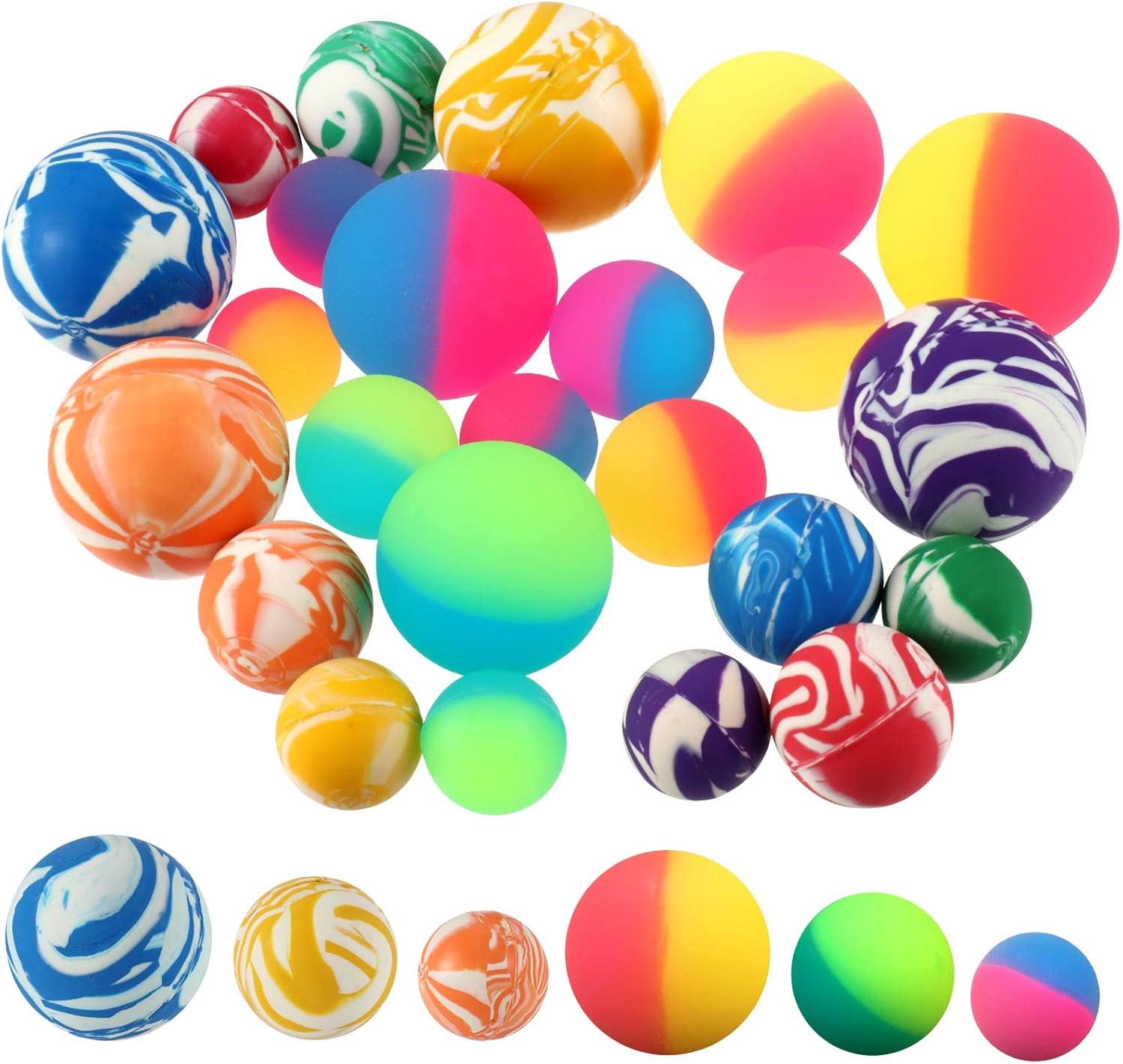 Amazon.com: Jenaai 24 Pcs Bouncy Balls 27mm 32mm 45mm Bouncing Balls 3 ...